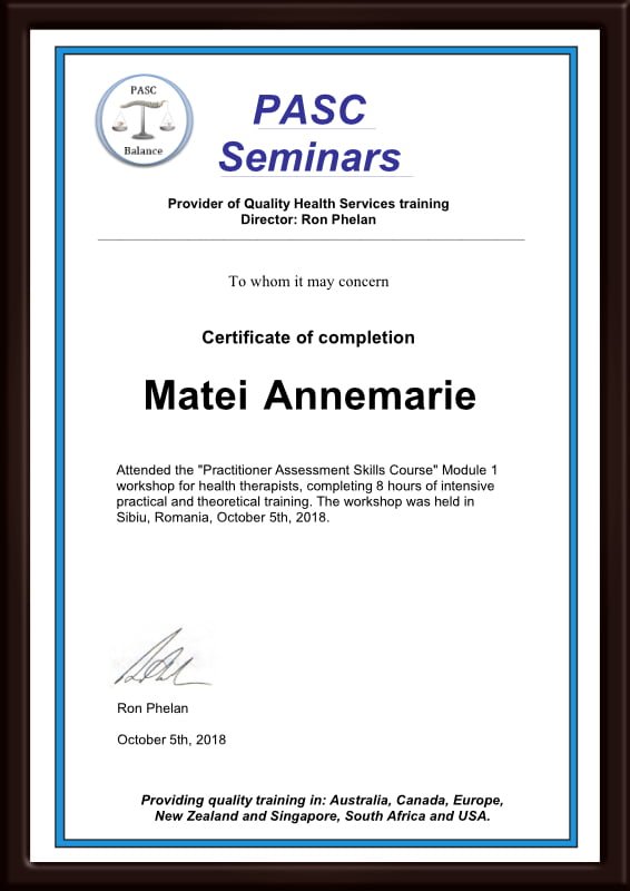 CERTIFICARI - Terapie Bowen Deva